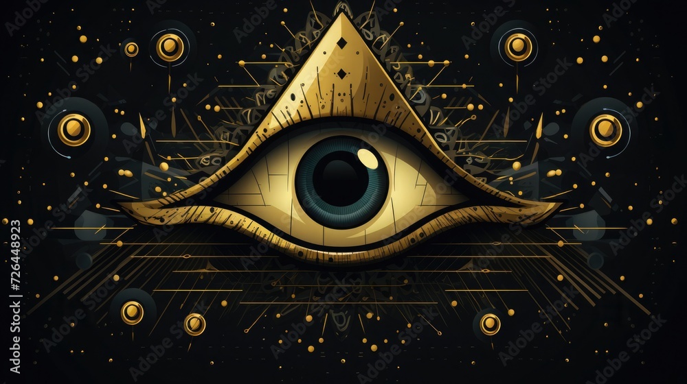 orange or gold. All seeing eye. Eye of Providence inside triangle ...