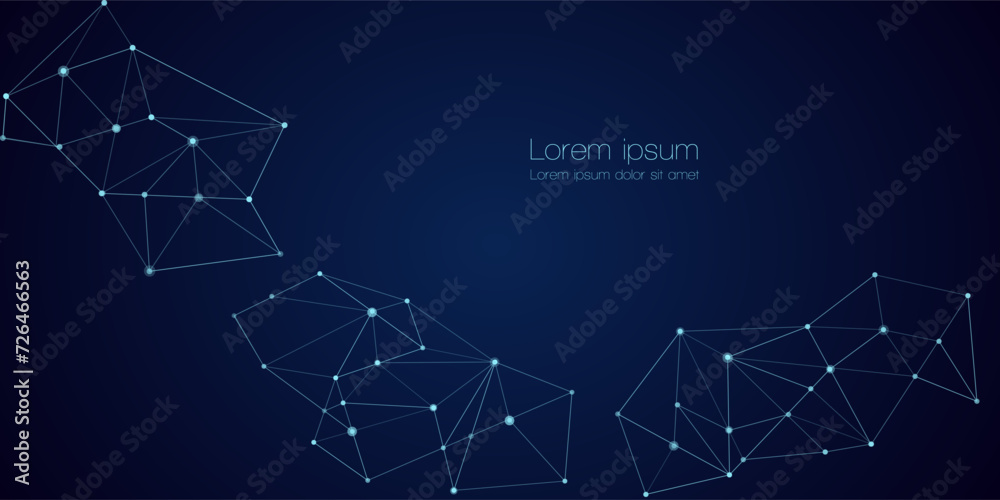 Abstract technology Network nodes, digital connection polygonal shapes ...