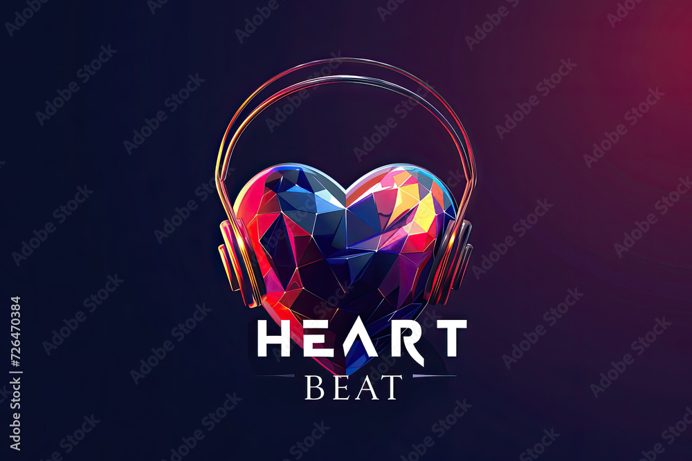 Heart Beat. Heart with headphones Stock Illustration | Adobe Stock