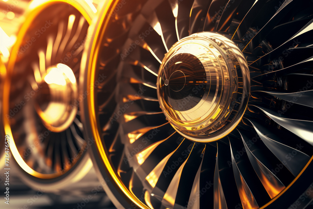 Innovation background featuring overlapping chrome jet engines, with ...