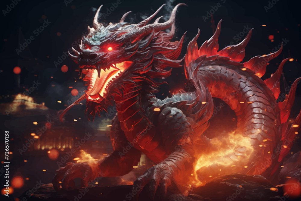 traditional red chinese dragon for chinese new year 2024, chinese lucky ...