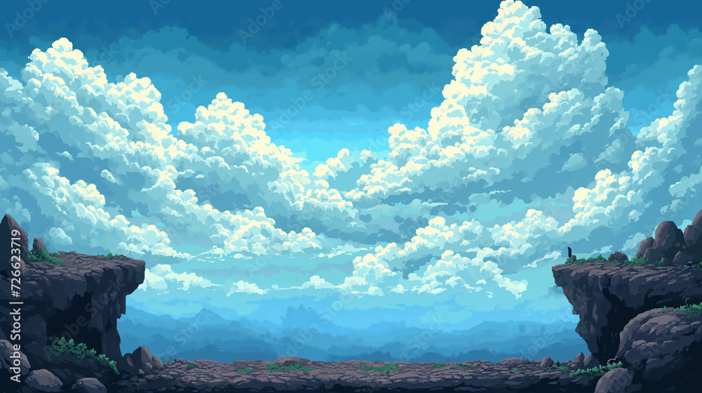 pixel art of sky dungeon background battle scene in RPG old school ...