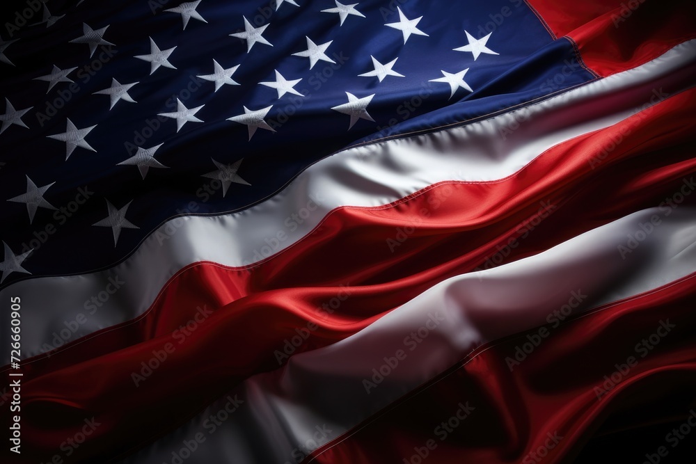 A powerful image of the American flag fluttering in the wind ...