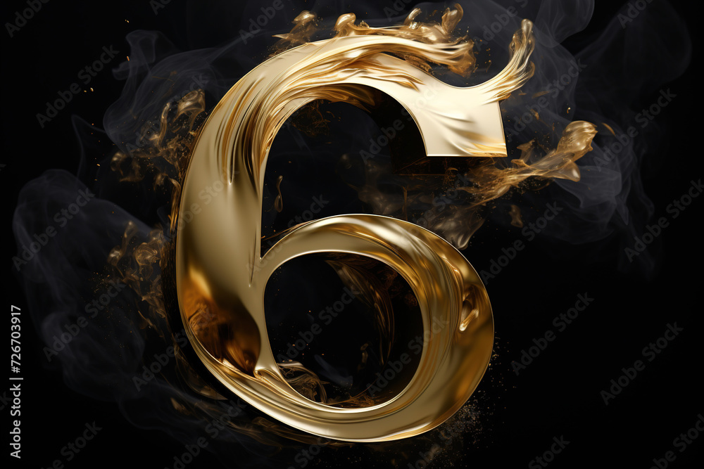 Golden 3D number six. 6 Years Old. Invitation for a sixth birthday ...