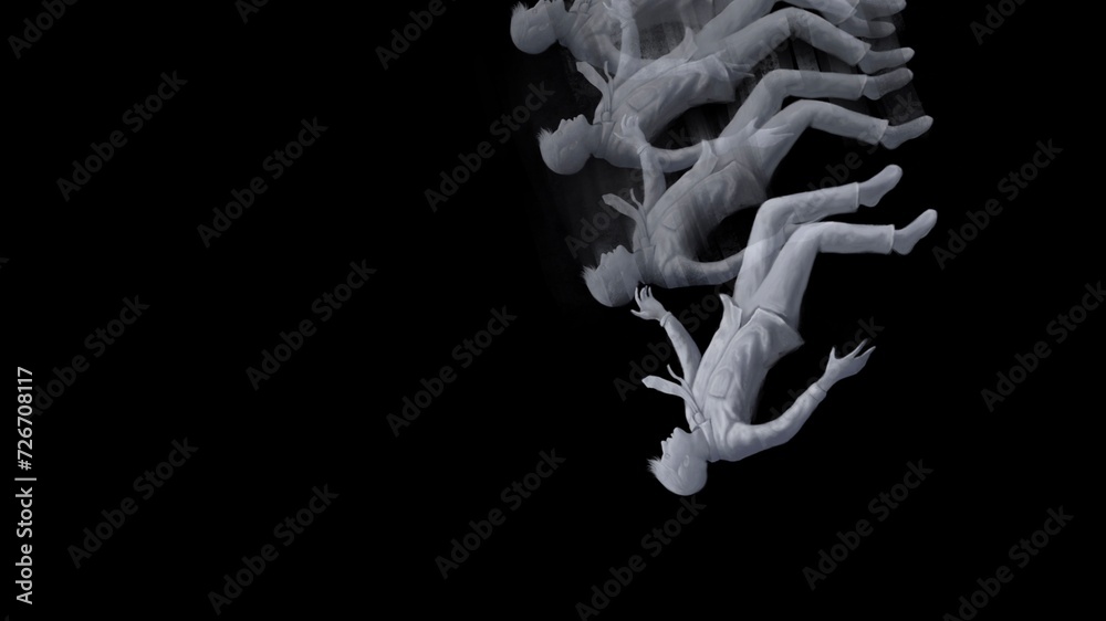 Sadness, depression, lonely, and loneliness concept art. A man falling ...