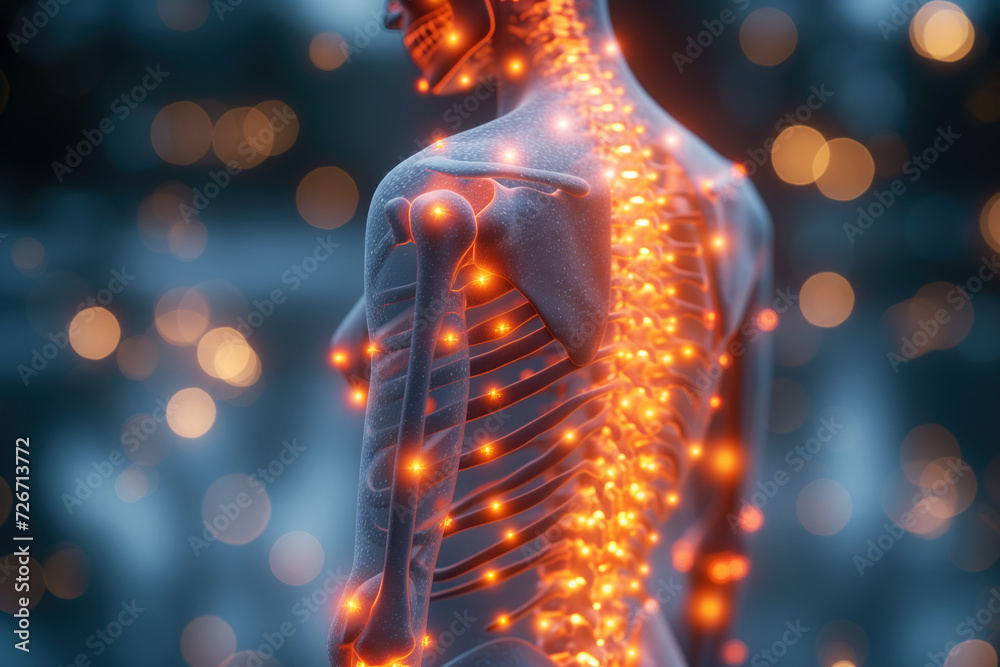 Lumbar and cervical spine hernia, woman suffering from backache ...