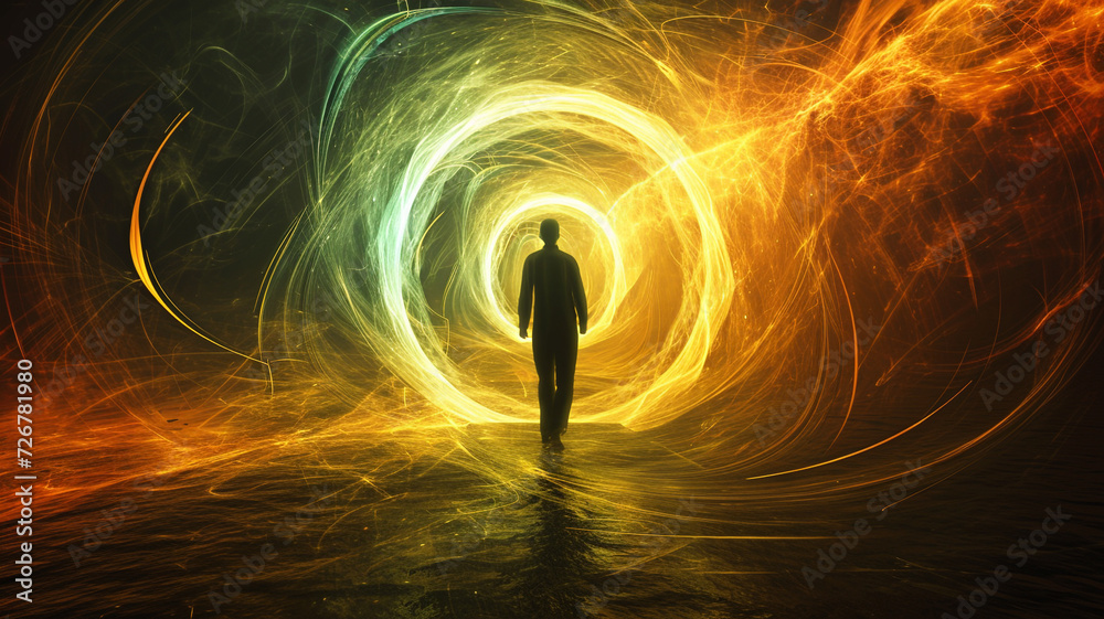 Illustration Stock Electromagnetic field around man woman person ...