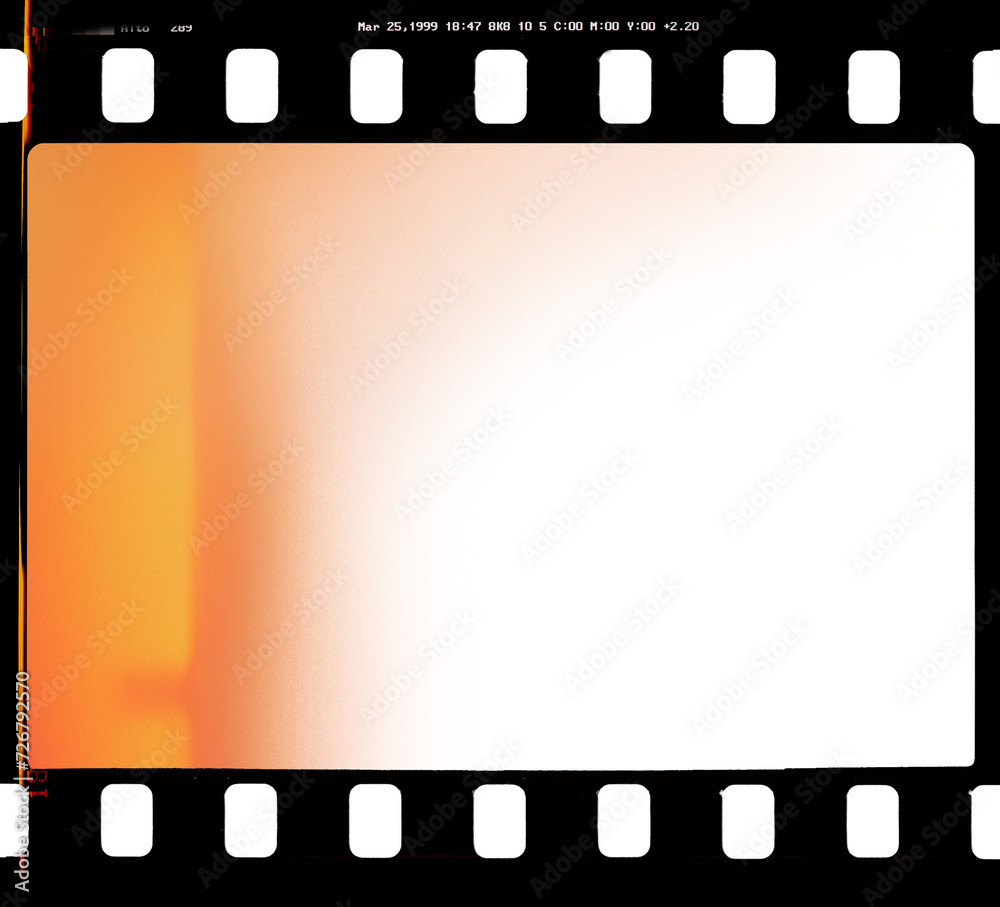 Artistic 35mm film strip template with transparent frame cell and ...