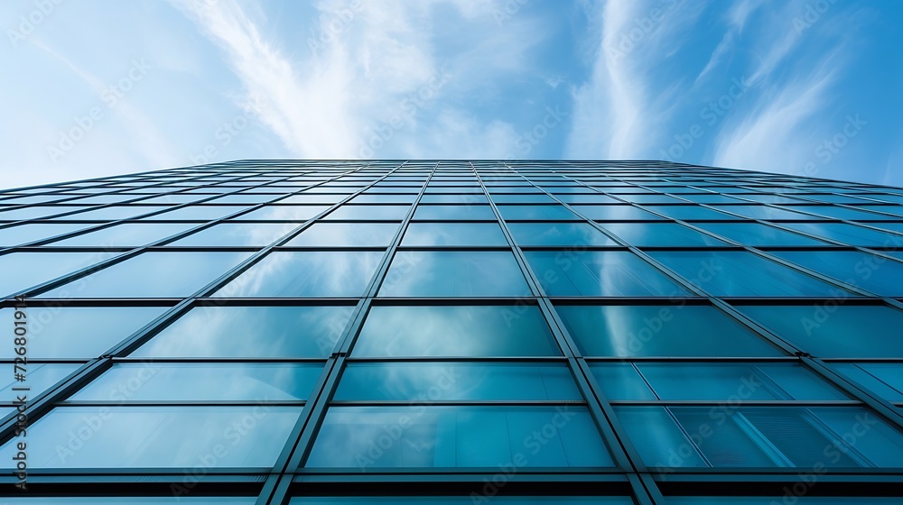 Abstract diagonal pattern background of shading fin concrete with blue ...