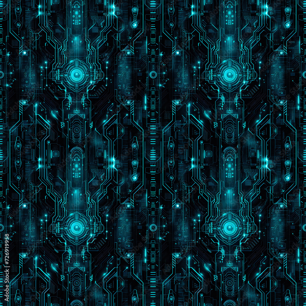 Futuristic Blue Mechanical Sci-fi Texture. Seamless Repeatable ...