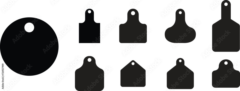 Vektor Set of Cow Tags icons. Ear tags signs beefs symbols. Ear tags ...