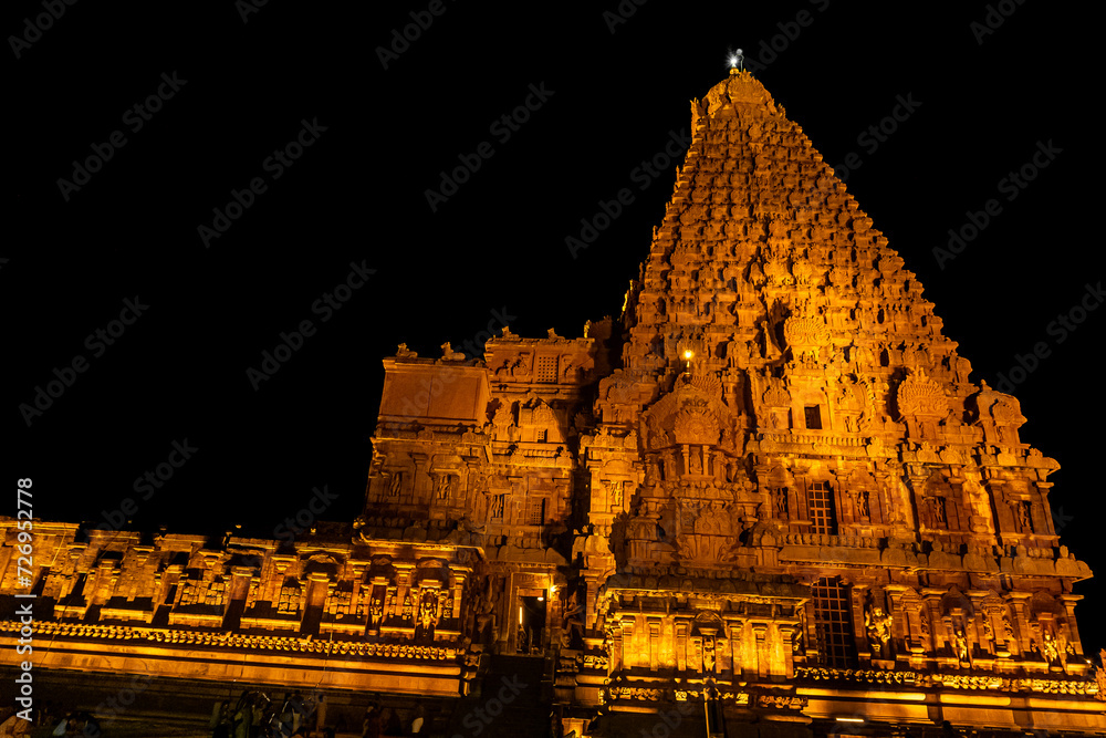 Night Time with Lightning - Tanjore Big Temple or Brihadeshwara Temple ...
