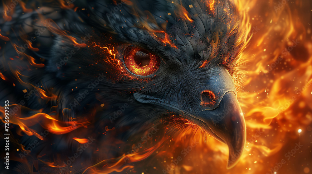 The fire-blazing phoenix is a beautiful mythical creature. Stock ...