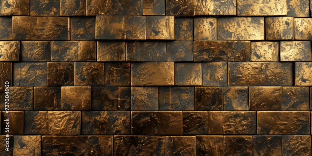Vintage aged golden brick wall texture, luxury black golden brick wall ...