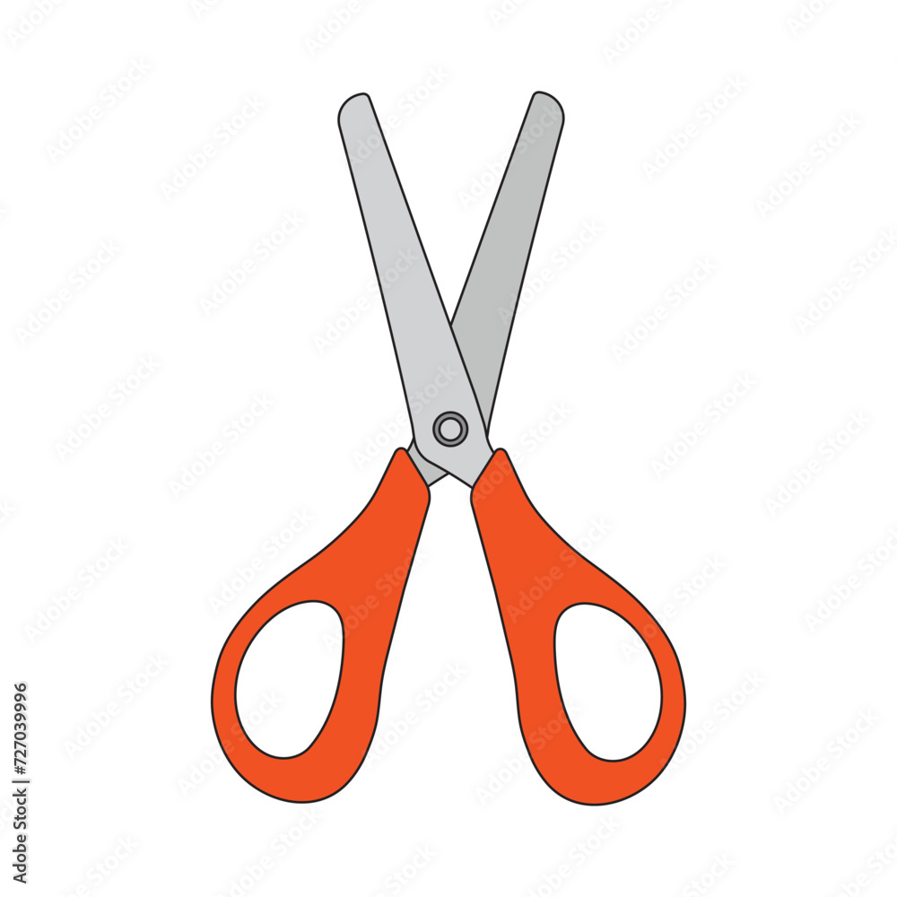 Kids drawing Cartoon Vector illustration papercraft scissors Isolated ...