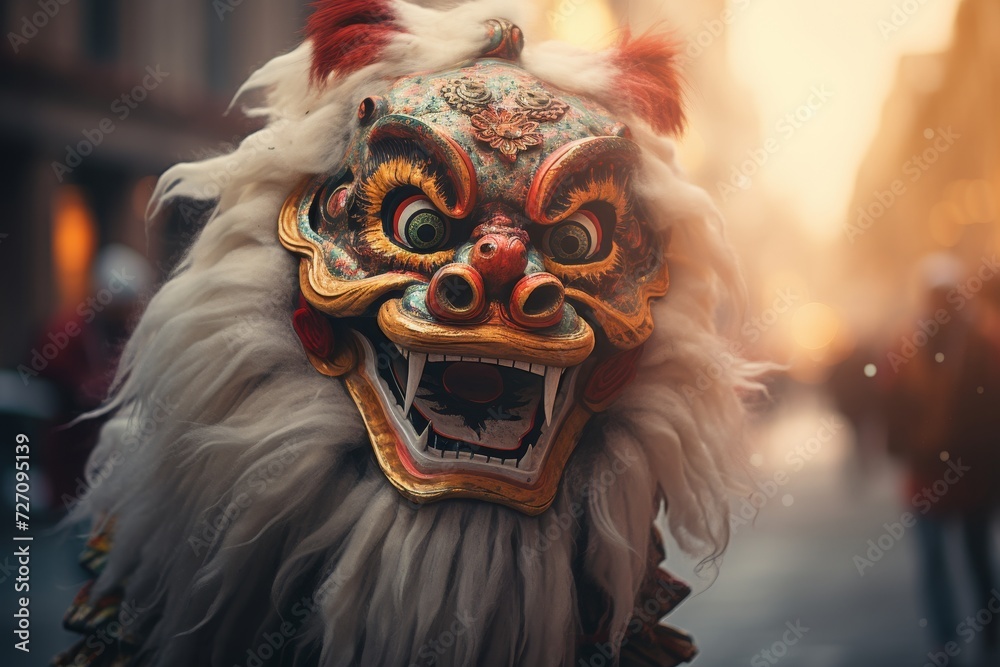 Chinese new year dragon mask at the chinese lunar new year parade in ...