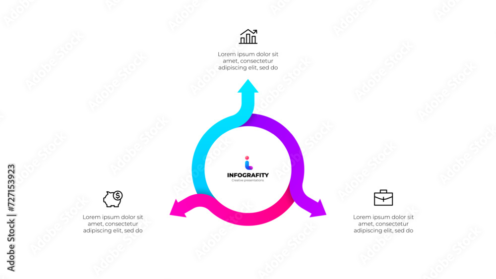 Cycle arrows diagram. Concept of 3 options of business project ...
