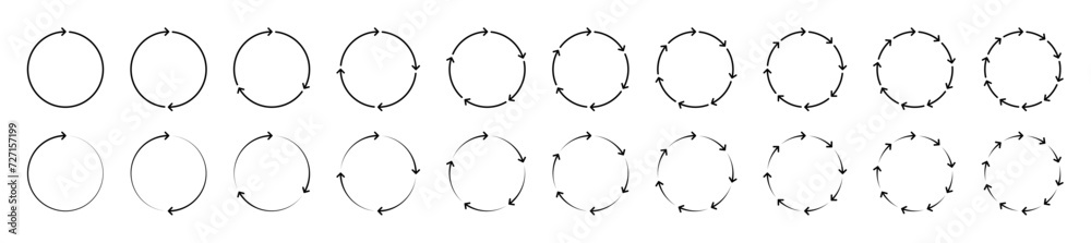 rotating arrow signs. round arrow sign set. arrow marks around the ...