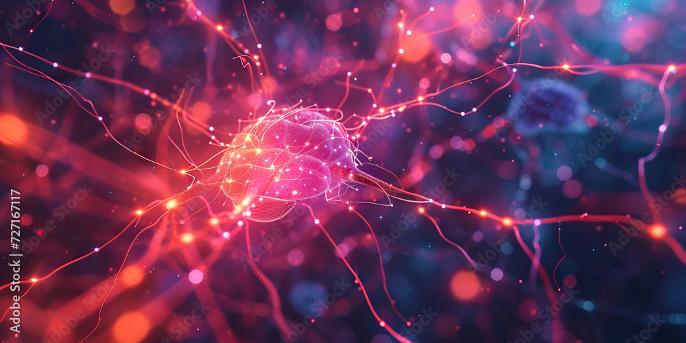 Neurological Network: An Illustration Depicting Brain Activity and ...