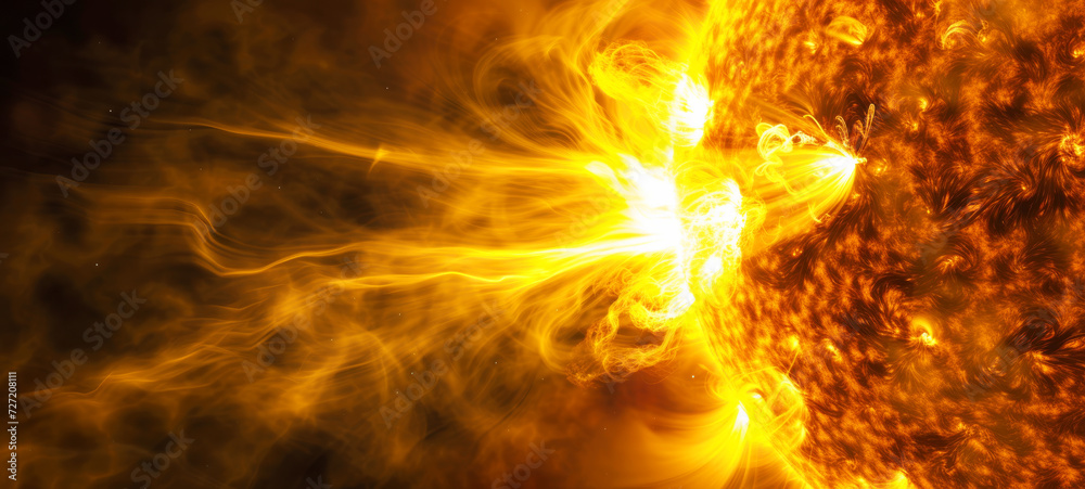 solar flare, and magnetic storms, Solar prominence, Plasma flash on the ...