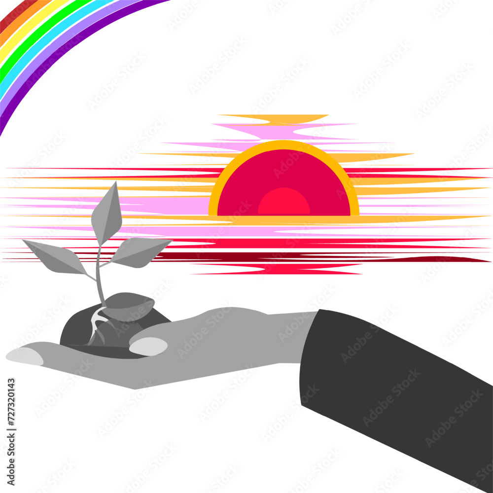 Solntse, raduga i rasteniye v ladoni. 35 / 5 000 Результаты перевода ...