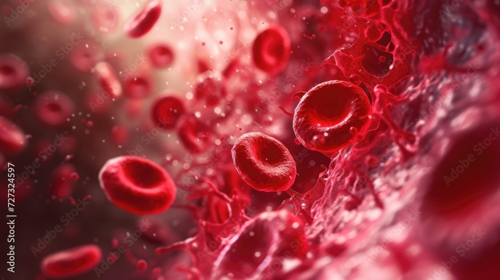 formation of a blood clot in a vessel, highlighting platelet ...
