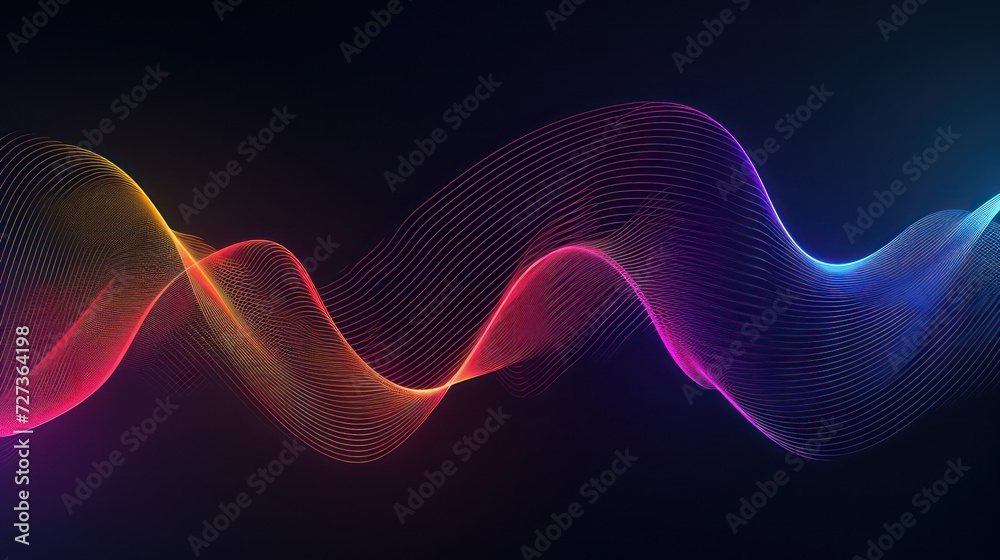 Colorful neon wave lights on a futuristic RGB wallpaper with a dynamic ...