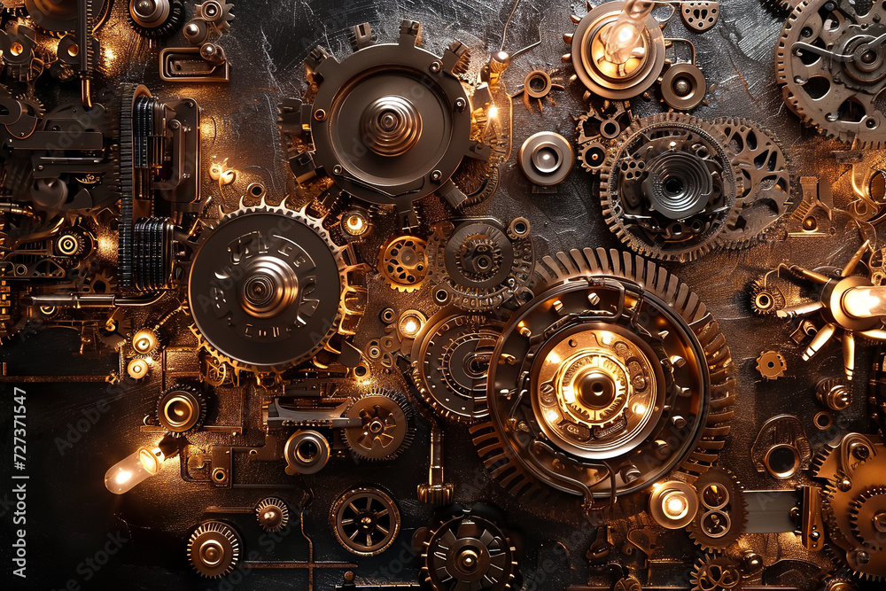 steampunk-inspired wallpaper with gears and mechanical contraptions ...