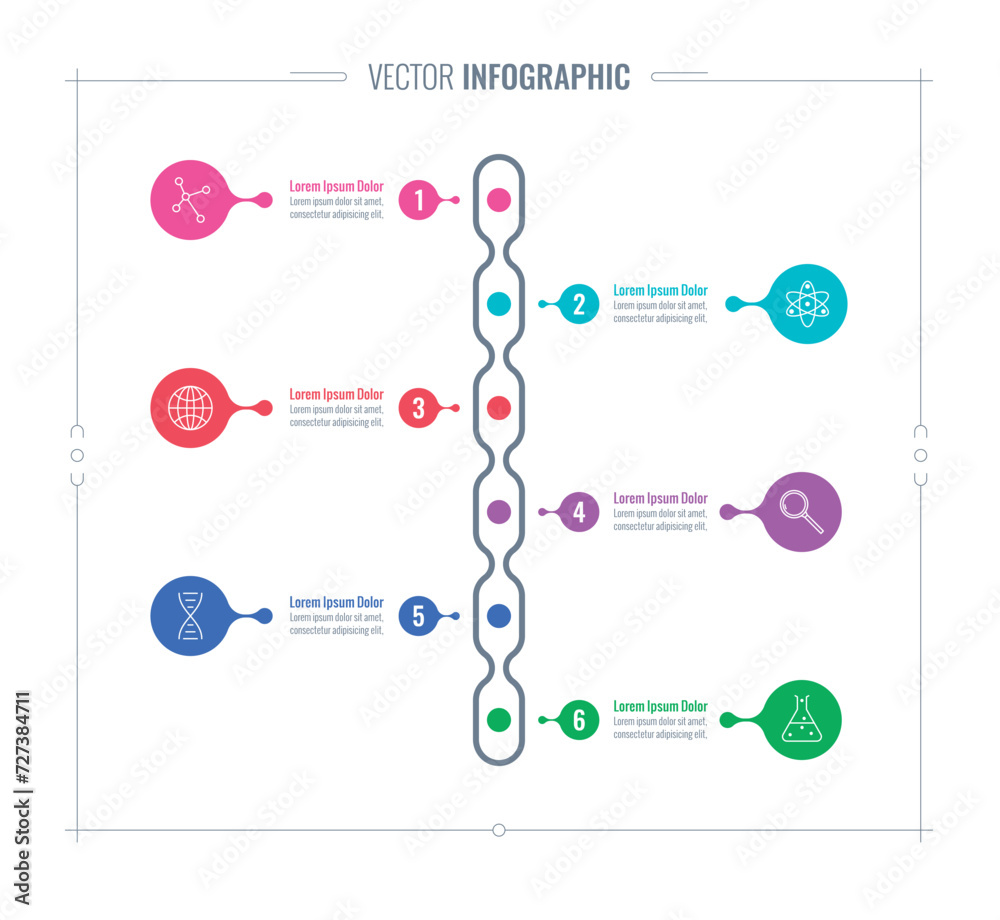 six step infographic. vertical timeline infographic. timeline template Stock Vector | Adobe Stock
