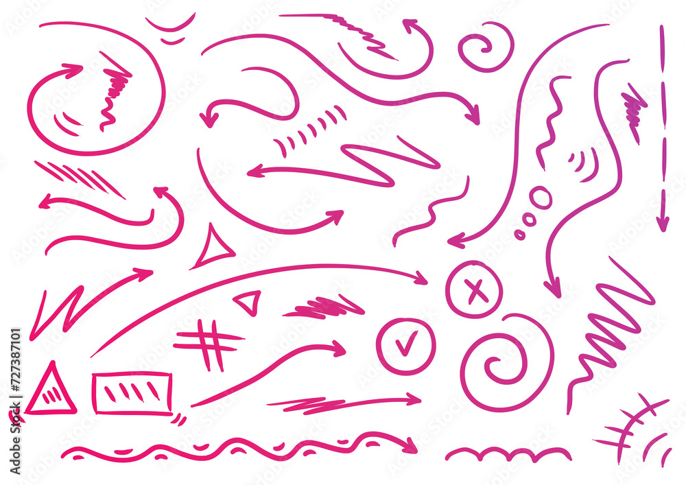 set of doodle arrow signs on transparent background. arrow signs and ...