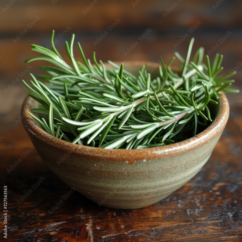 Beautiful rosemary arranged elegantly in a stylish bowl. This image ...