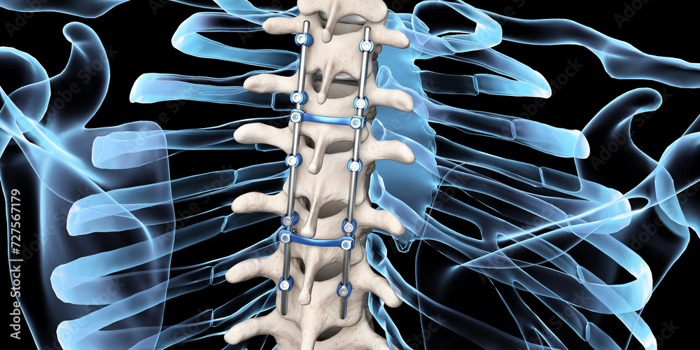 3D Medical Illustration of Posterior Thoracic Fusion with Pedicle ...