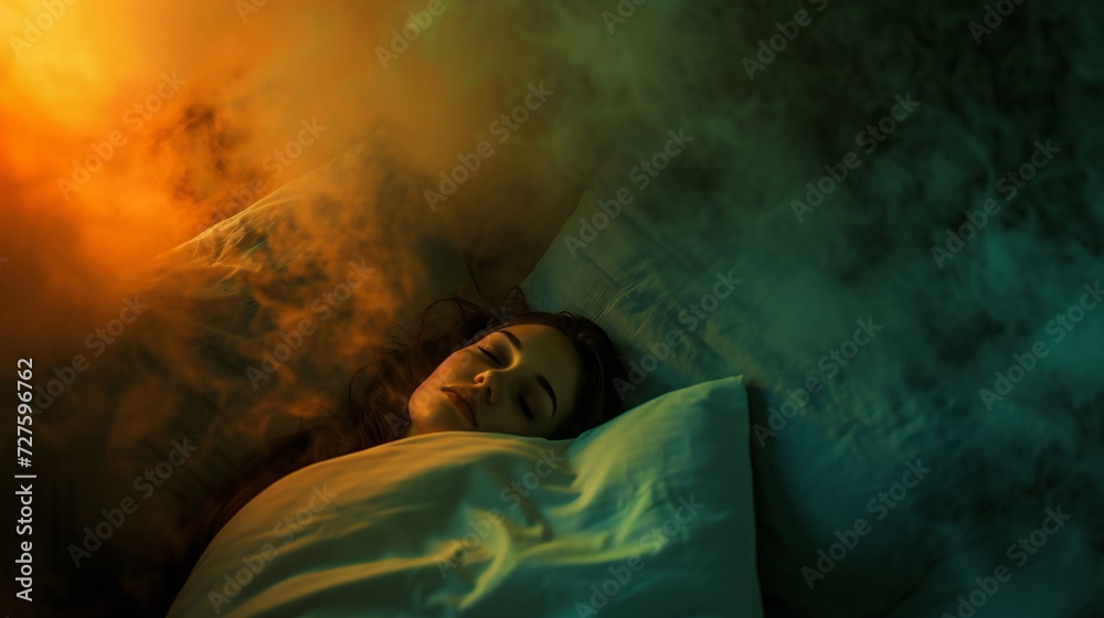 The woman curled up in bed, surrounded by darkness, her mind consumed ...