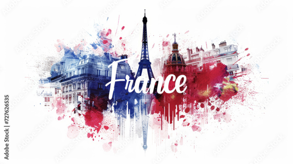 Travel to France country illustration background with a mix of French ...