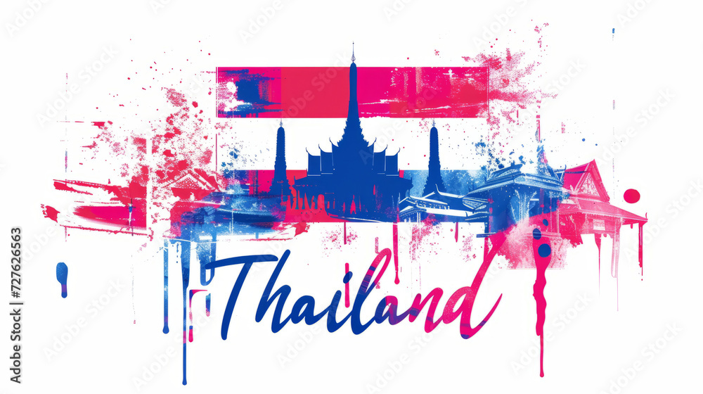 Travel to Thailand country illustration background with a mix of Thai ...