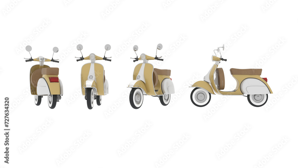 Vintage scooter isolated, personal transportation. Classic motor ...