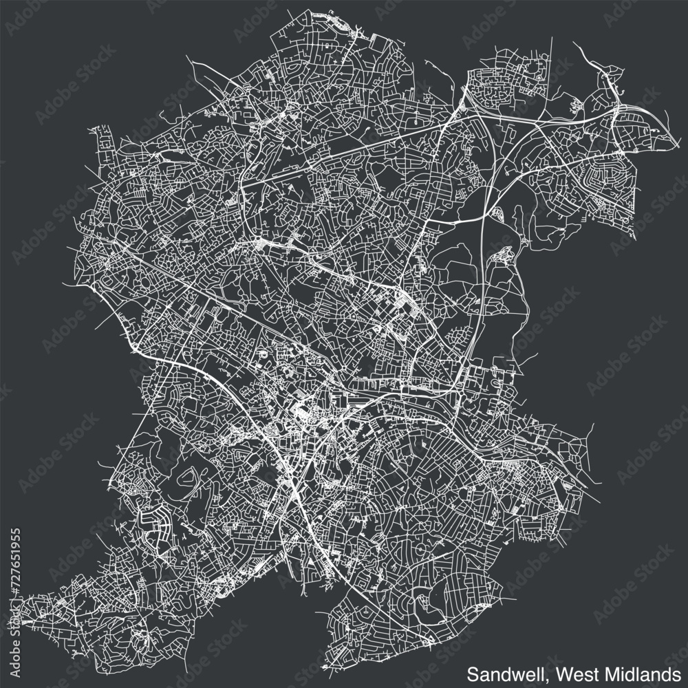 Street roads map of the METROPOLITAN BOROUGH OF SANDWELL, WEST MIDLANDS ...