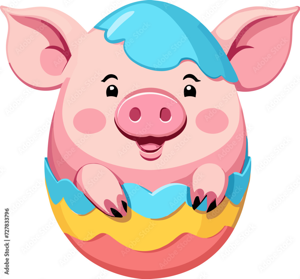Cute pink pig egg cartoon isolated in transparent background svg, cute ...