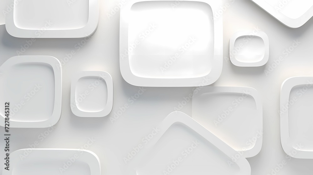 3d render, abstract white geometric background. square blank card with ...