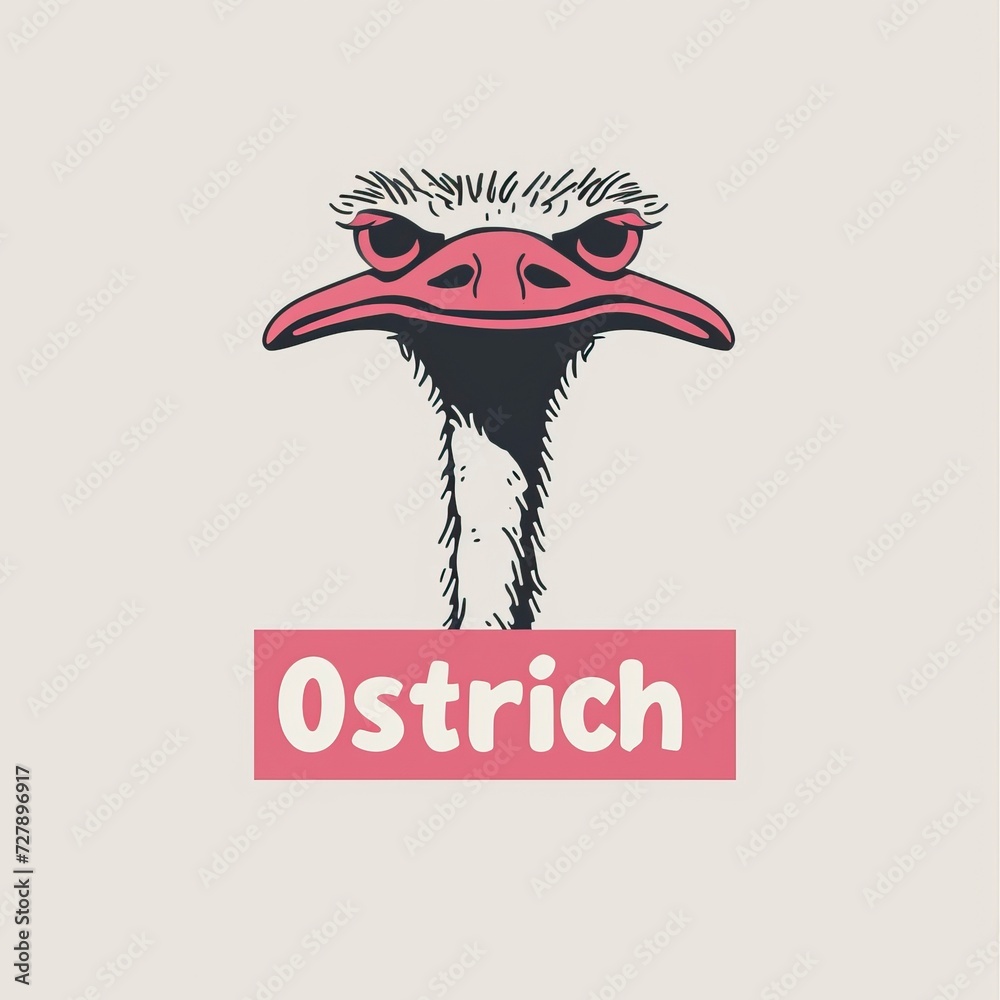 flat vector logo of animal Ostrich Vector image, White Background Stock ...