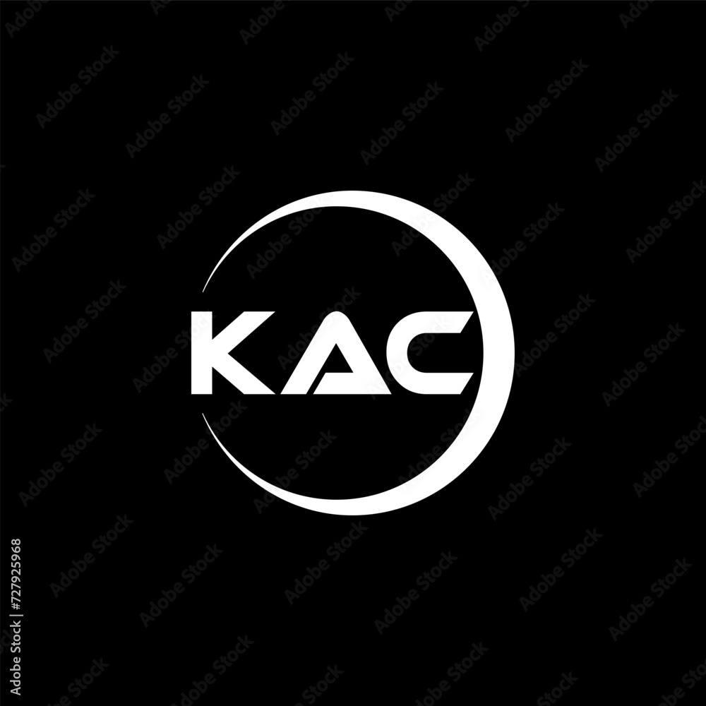 KAC letter logo design with black background in illustrator, cube logo ...