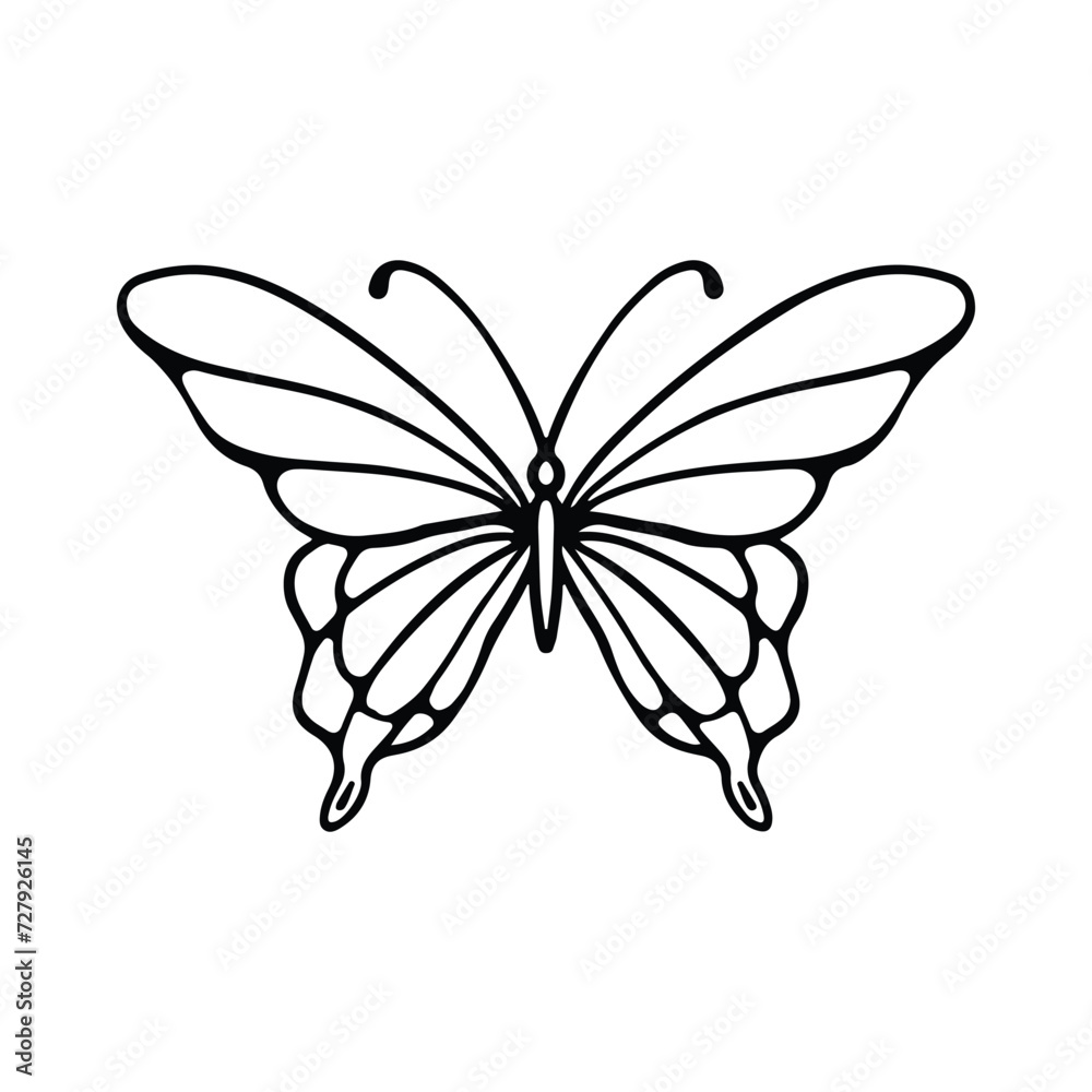Butterfly line art. Simple minimal butterfly line tattoo icon logotype ...