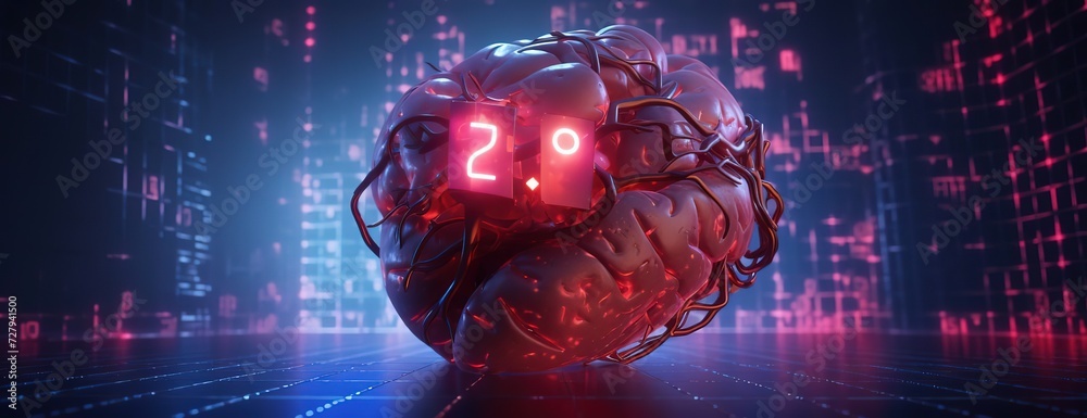 Colorful Artificial Intelligence 3d model. AI. Human brain. Nano ...