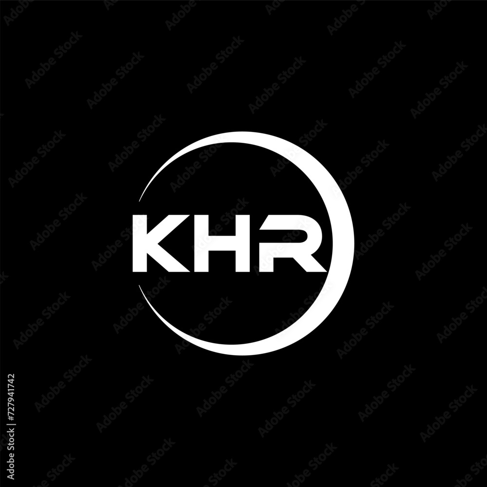 KHR letter logo design with black background in illustrator, cube logo ...