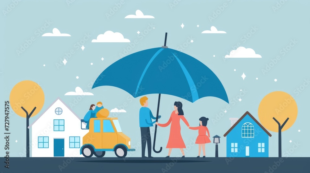 Safety symbols and insurance icons representing comprehensive coverage ...