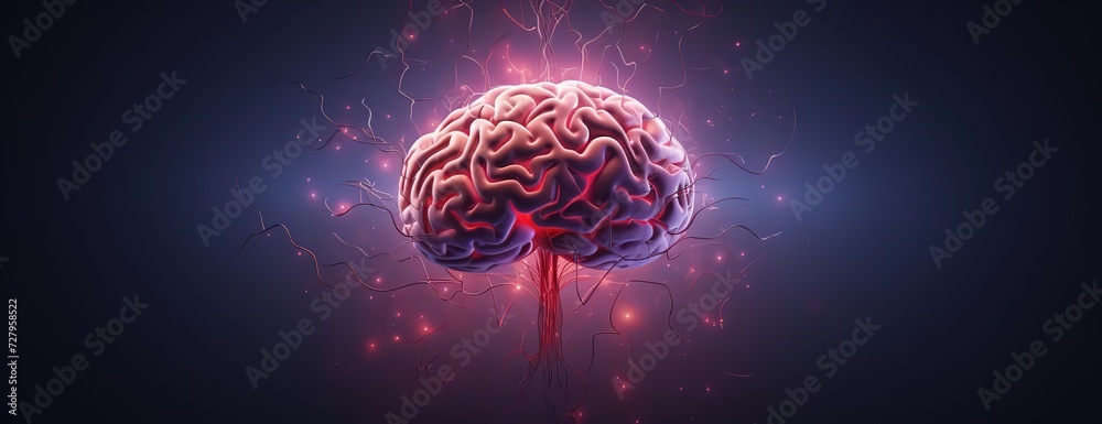 Colorful Artificial Intelligence 3d model. AI. Human brain. Nano ...