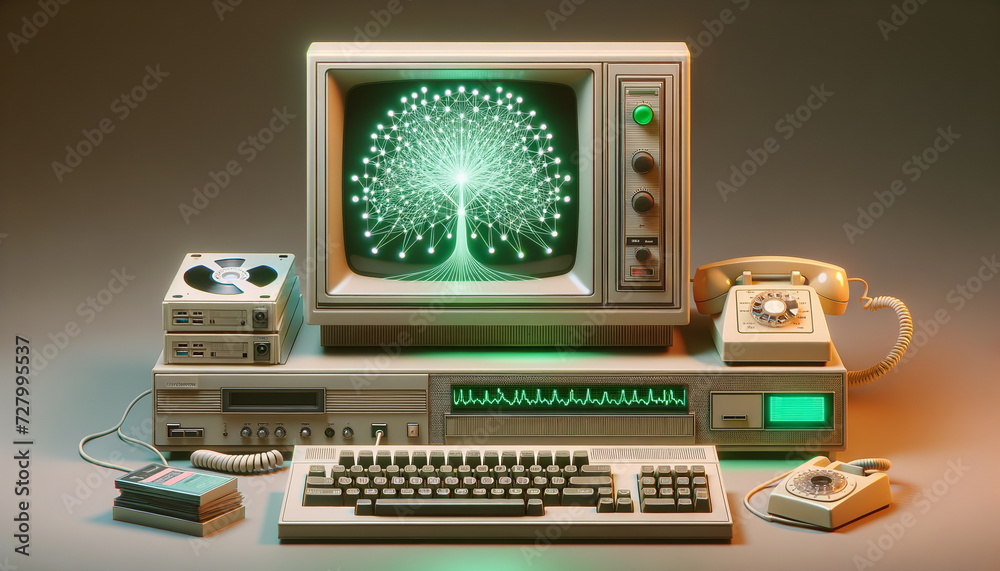 Photo Stock Retro-Futuristic BigGAN: Vintage Computer Terminal with ...