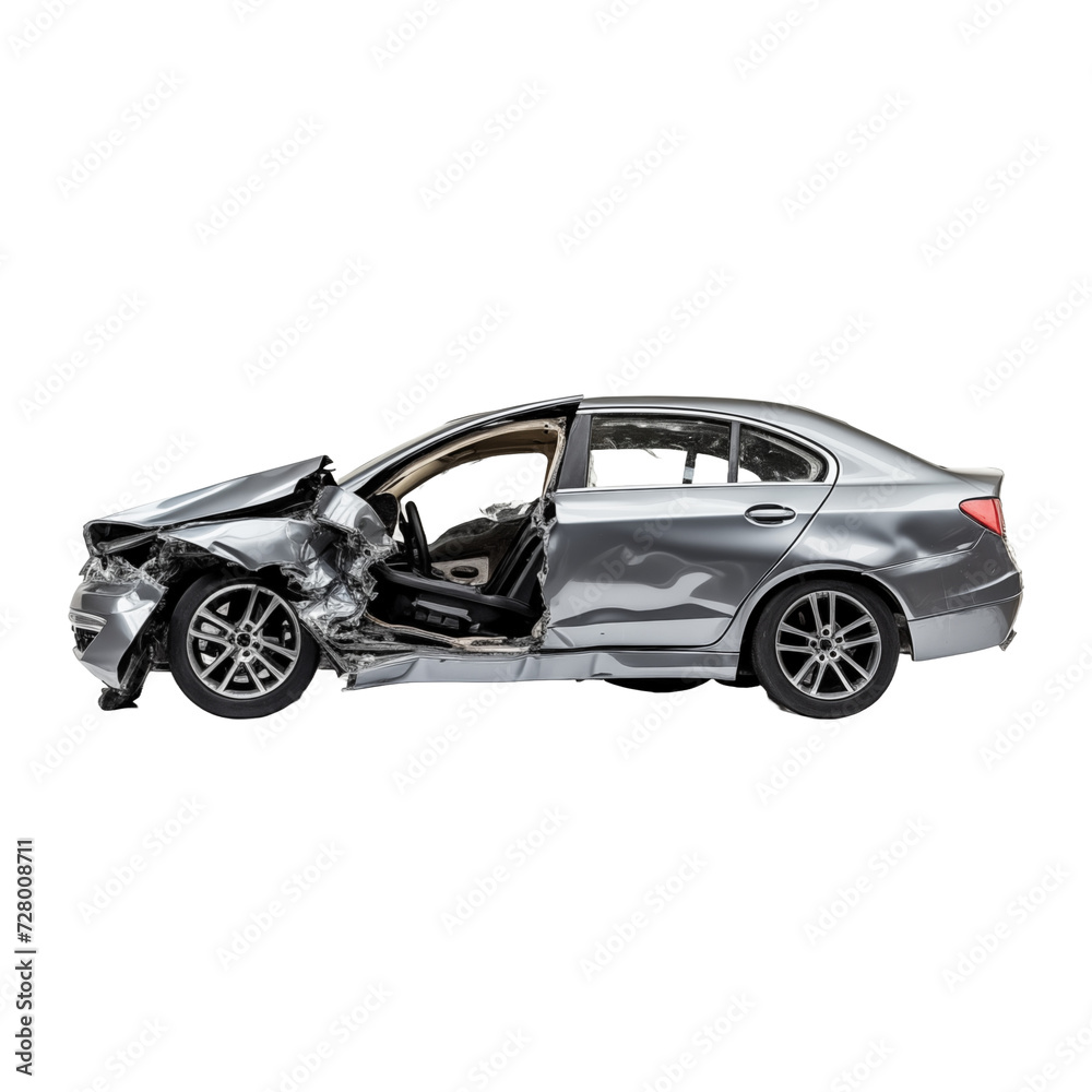 Roadside Collision: Damaged Car After Accident isolated on transparent ...
