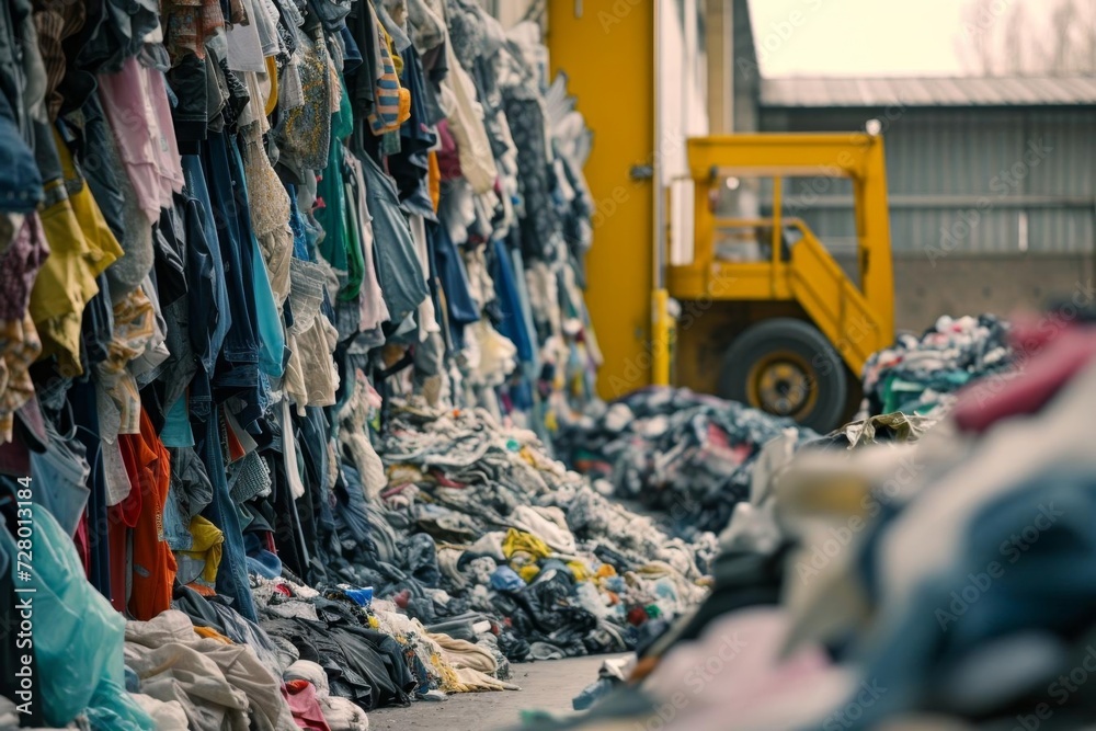Image showing the impacts of fast fashion Piles of discarded clothing ...