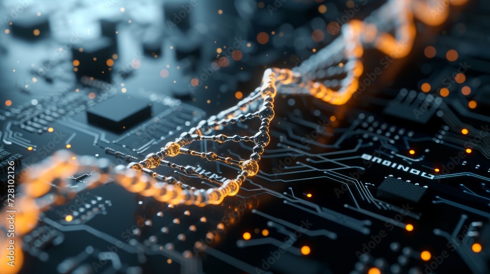 Biotechnology bioinformatics concept of DNA and protein letter ...